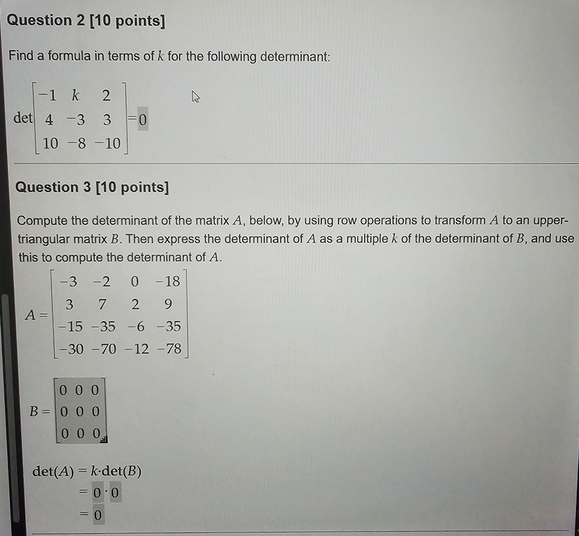 Solved Question 2 [10 ﻿points]Find a formula in terms of k | Chegg.com