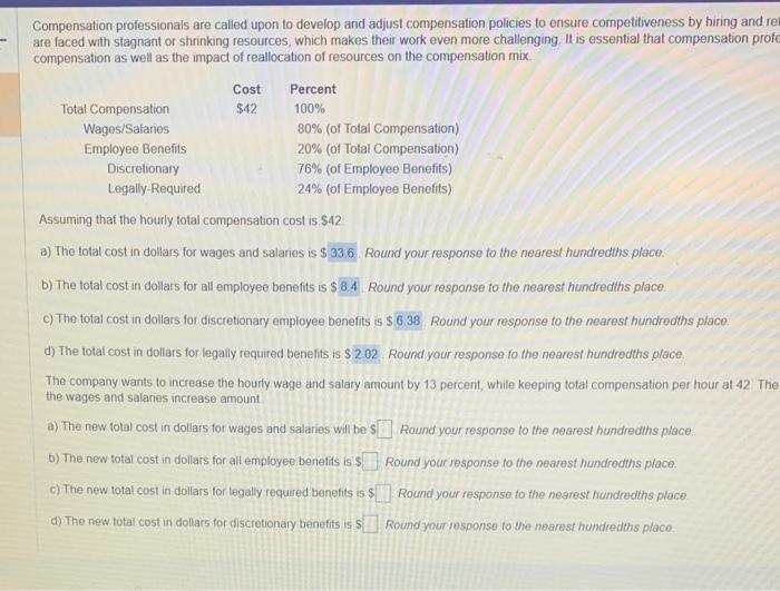 Solved Compensation professionals are called upon to develop | Chegg.com