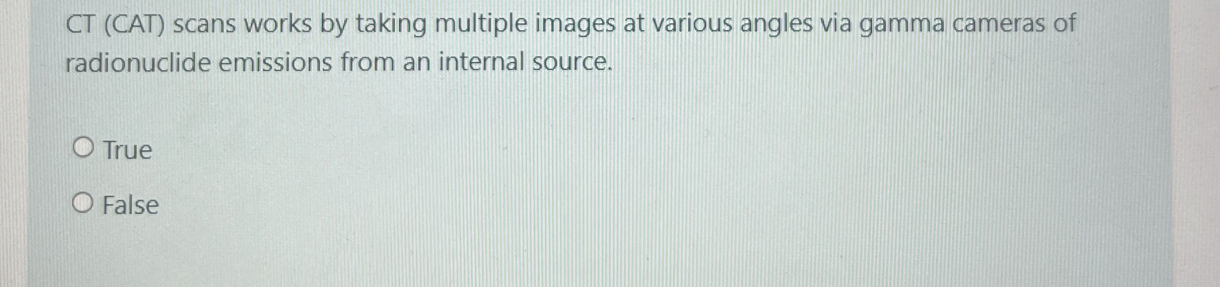 Solved CT (CAT) ﻿scans works by taking multiple images at | Chegg.com