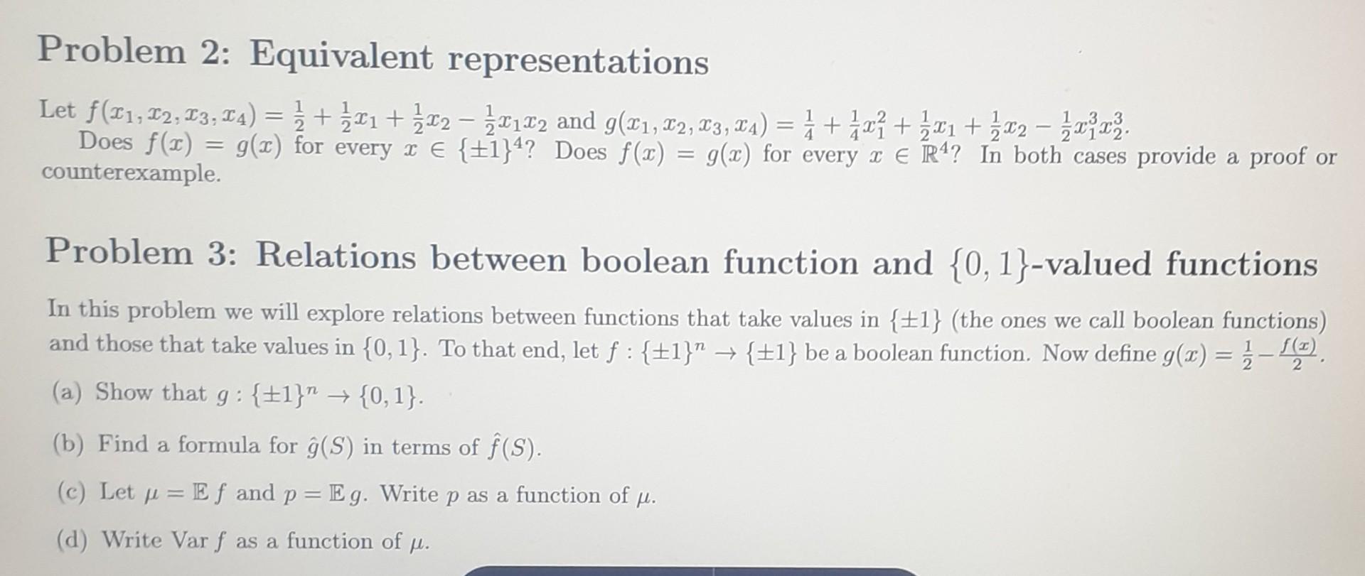 Solved Problem 2: Equivalent representations Let | Chegg.com