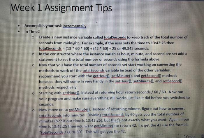 Solved ASSIGNMENT 1 INSTRUCTIONS Using the Time2.java and | Chegg.com