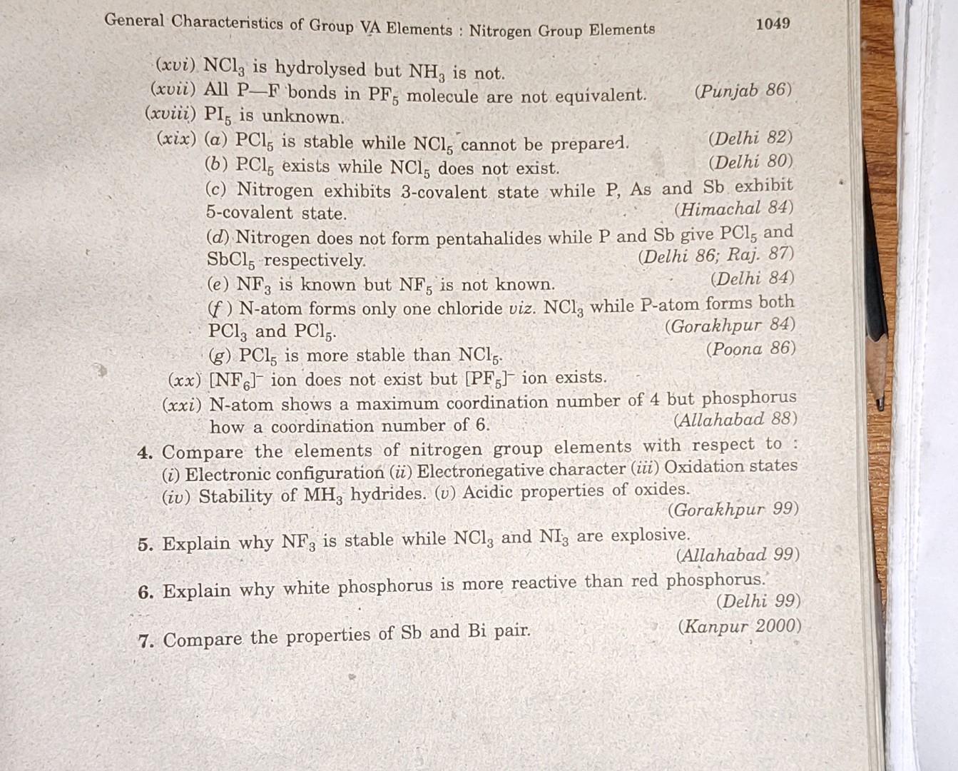 Solved General Characteristics of Group VA Elements : | Chegg.com