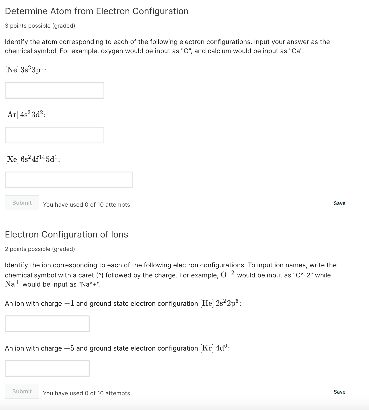 Solved Determine Atom from Electron Configuration3 ﻿points | Chegg.com