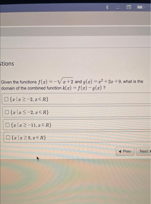 Solved Given the functions f(x)=−x+2 and g(x)=x2+2x+9, what | Chegg.com
