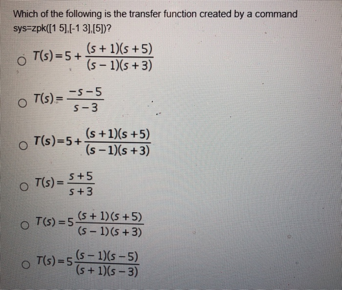 Solved Which of the following is the transfer function | Chegg.com