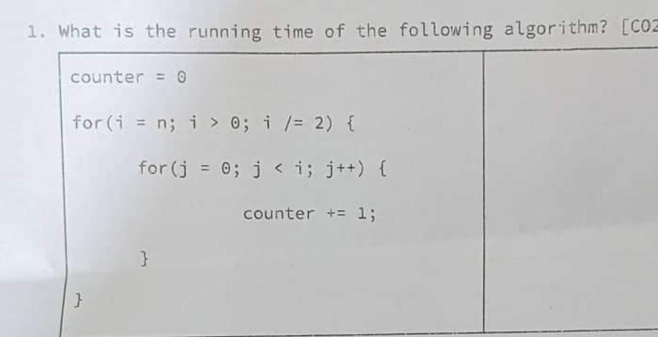Solved 1. What is the running time of the following | Chegg.com
