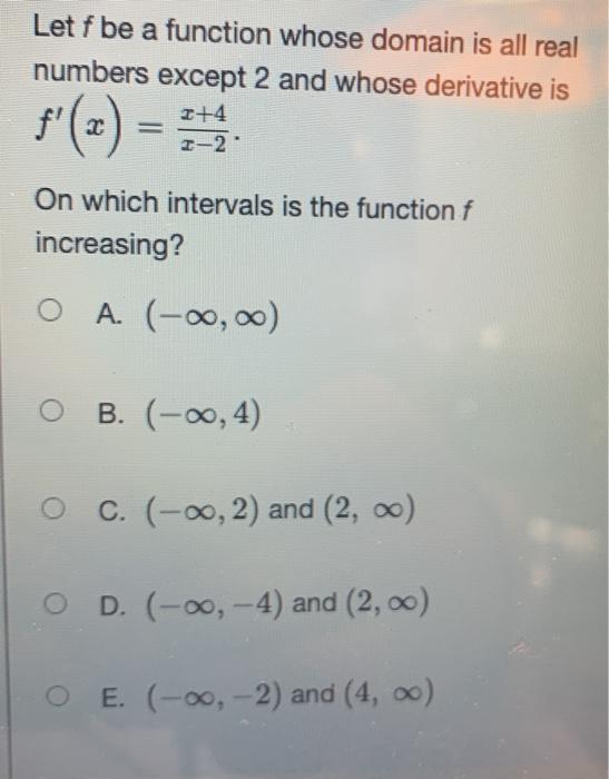 Solved Let f be a function whose domain is all real numbers | Chegg.com