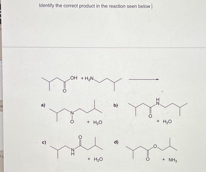 Solved Identify the correct product in the reaction seen | Chegg.com