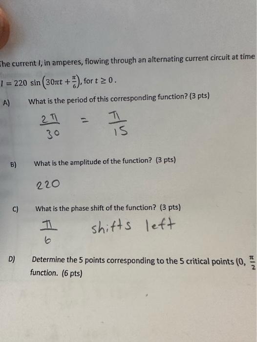 Solved ihe current I, in amperes, flowing through an | Chegg.com