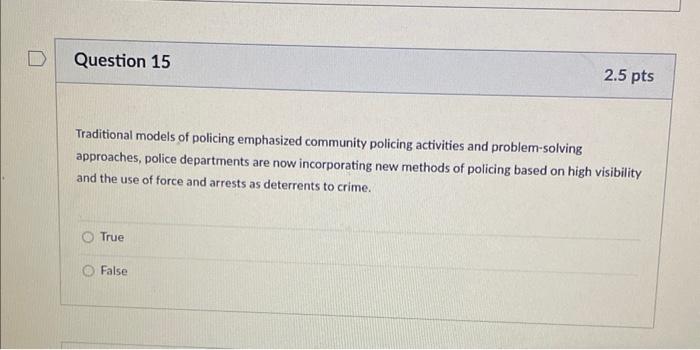 Traditional models of policing emphasized community | Chegg.com