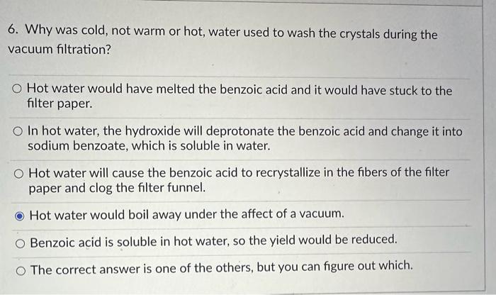 Solved 6. Why was cold, not warm or hot, water used to wash | Chegg.com