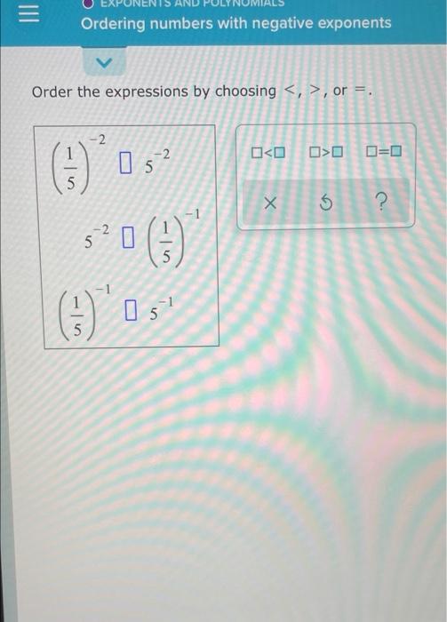 Solved E Ordering numbers with negative exponents Order the | Chegg.com