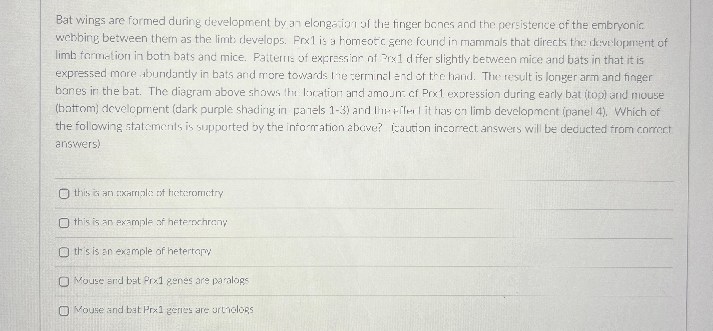Solved Bat wings are formed during development by an | Chegg.com