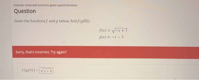Solved Evaluate composite functions given explicit functions | Chegg.com