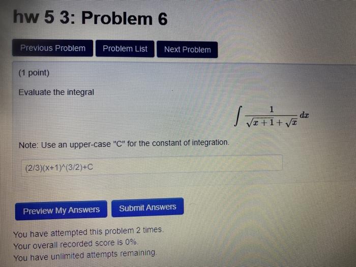 Solved hw 5 3: Problem 6 Previous Problem Problem List Next | Chegg.com