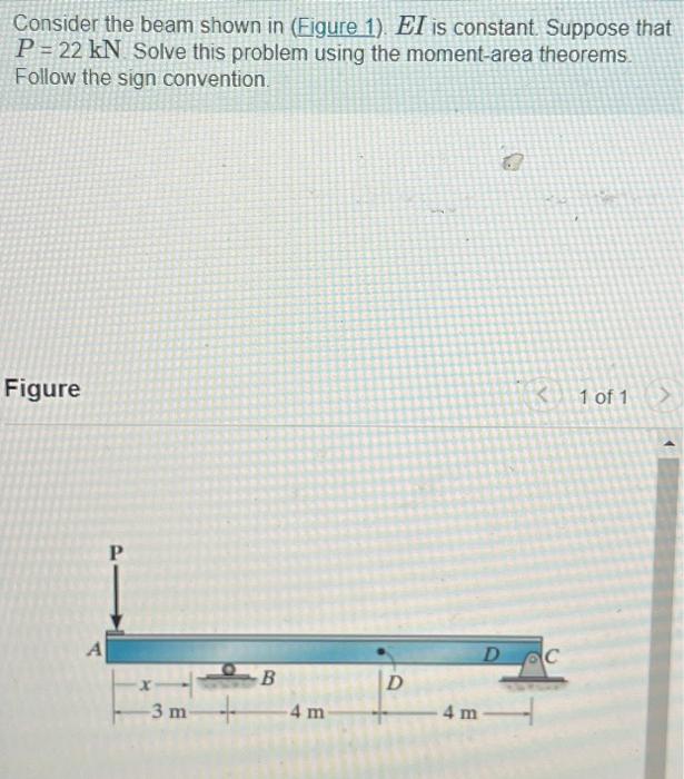 Solved Consider the beam shown in (Figure 1). EI is constant | Chegg.com