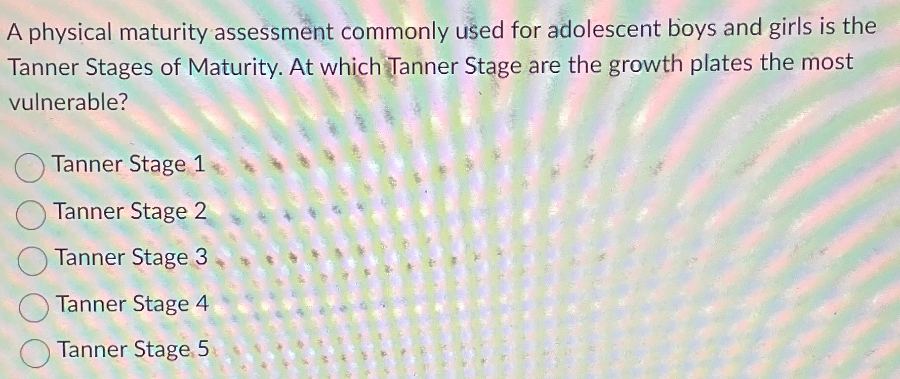 Solved A physical maturity assessment commonly used for | Chegg.com