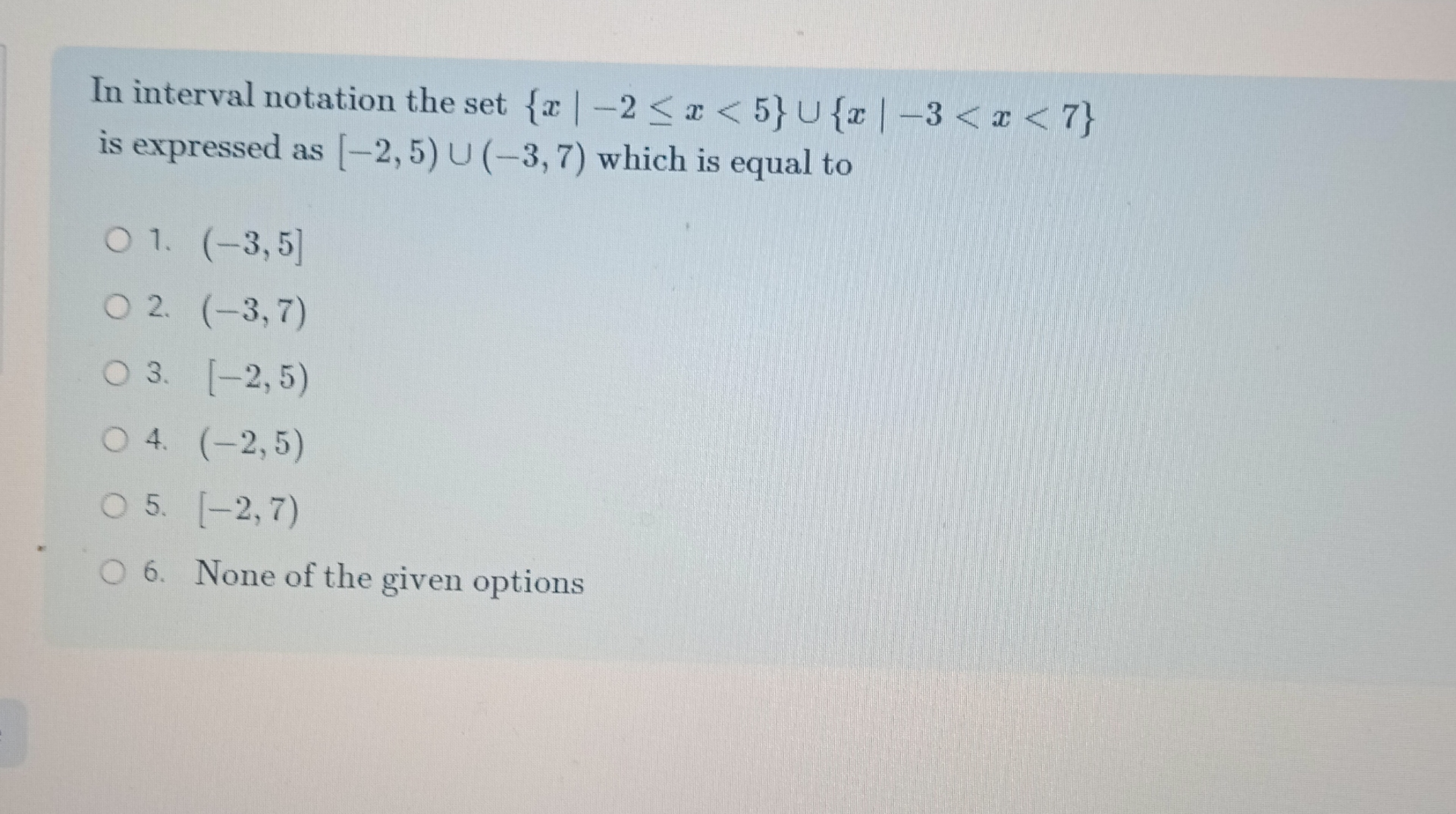 Solved In interval notation the set | Chegg.com