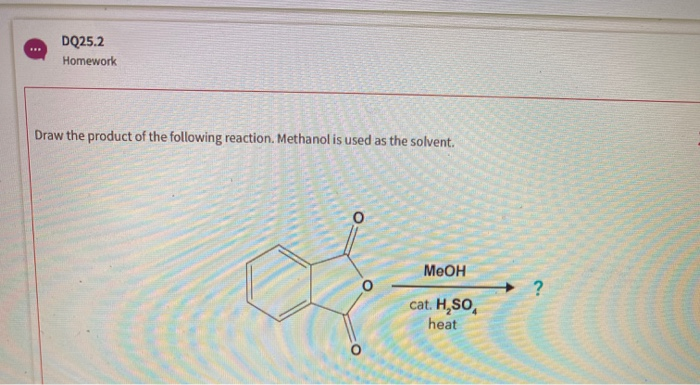 Solved draw the product of the following reaction. Methanol | Chegg.com