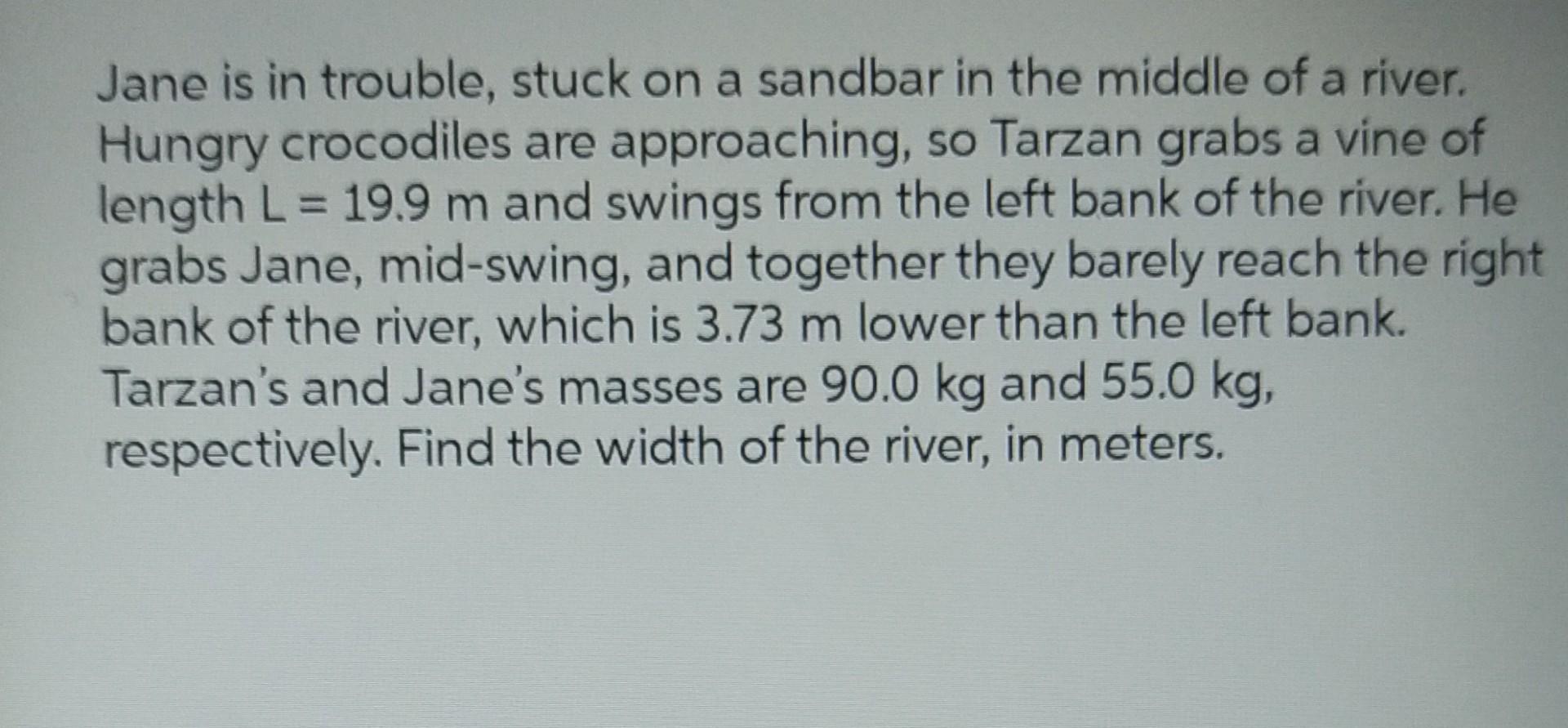 Solved Jane is in trouble, stuck on a sandbar in the middle | Chegg.com
