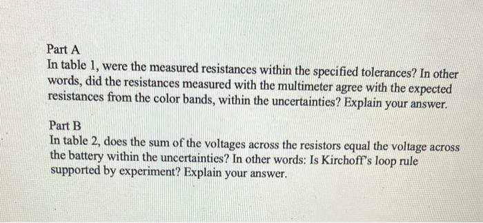Solved Table 1: Measured and nominal resistance values. B: | Chegg.com