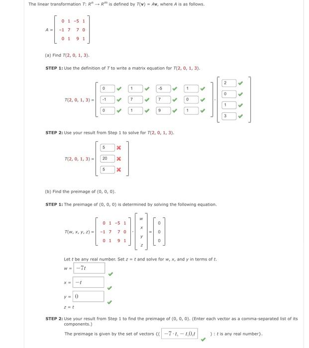 Solved The linear transformation T:Rn→Rm is defined by | Chegg.com
