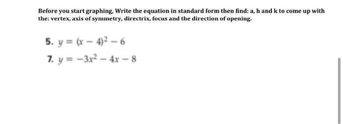 Solved Write each equation in standard form. Identify the | Chegg.com