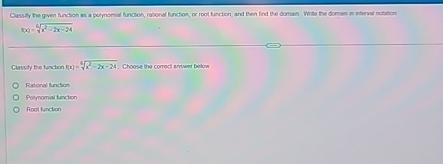 Solved Classify The Given Function As A Polynomial Function 7816