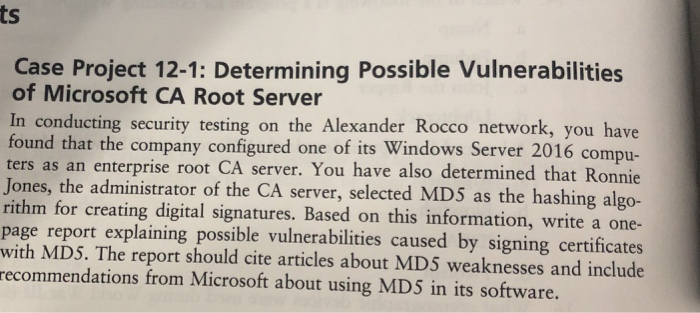 Solved Case Project 12 1 Determining Possible