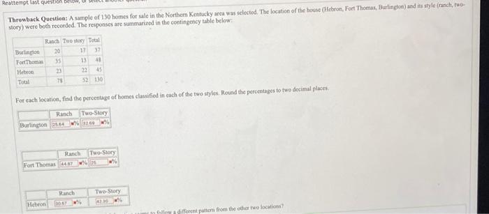 Solved Throwback Question: A sample of 130 homes for sale in | Chegg.com
