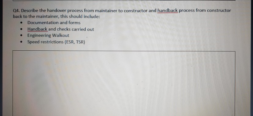 Solved Q4. Describe the handover process from maintainer to | Chegg.com