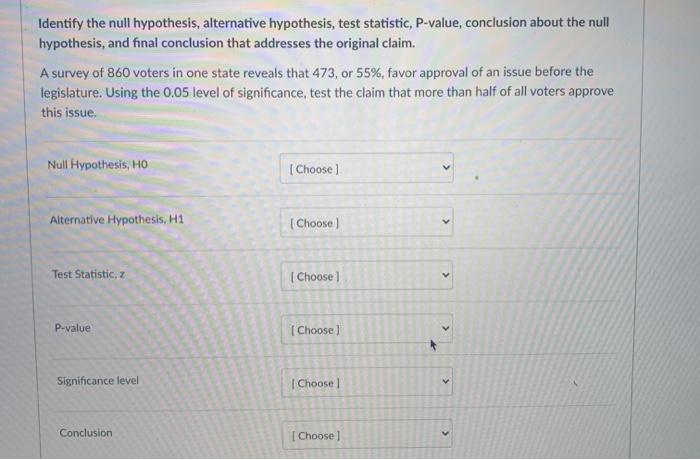 Solved Identify the null hypothesis, alternative hypothesis, | Chegg.com