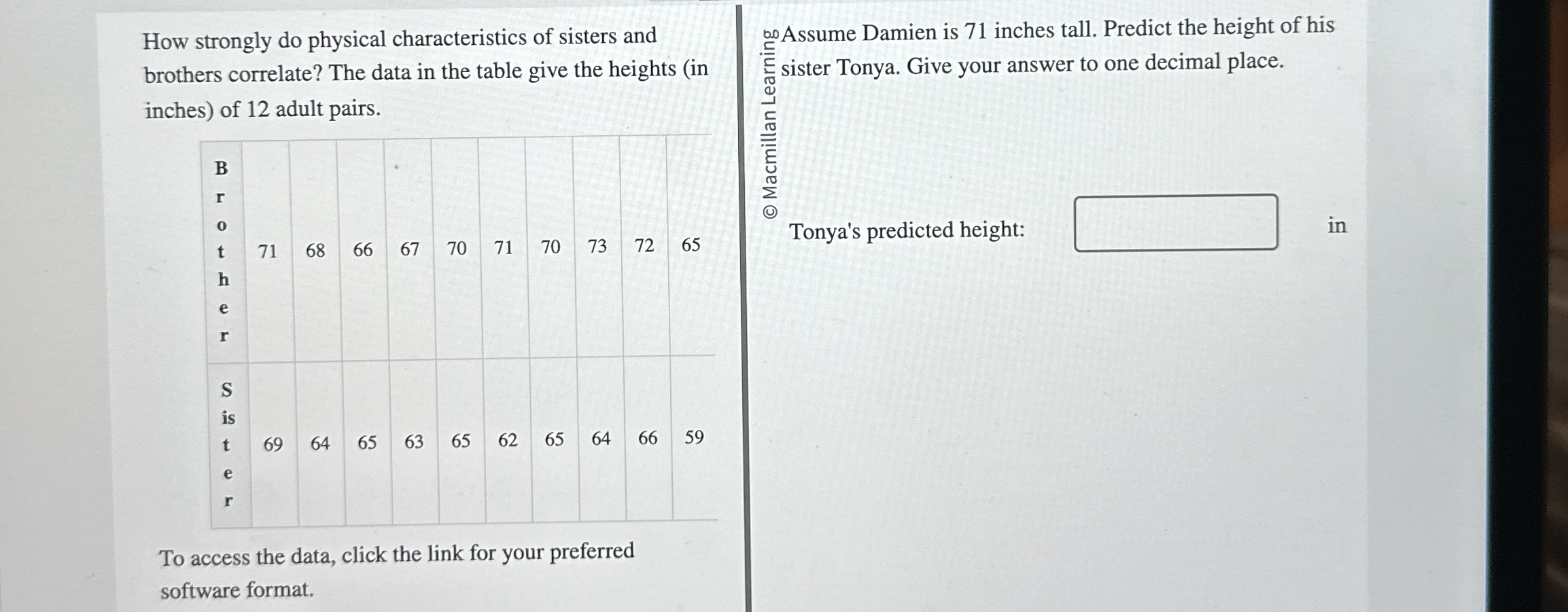 Solved How to solve ?∞0 ﻿Assume Damien is 71 ﻿inches tall. | Chegg.com