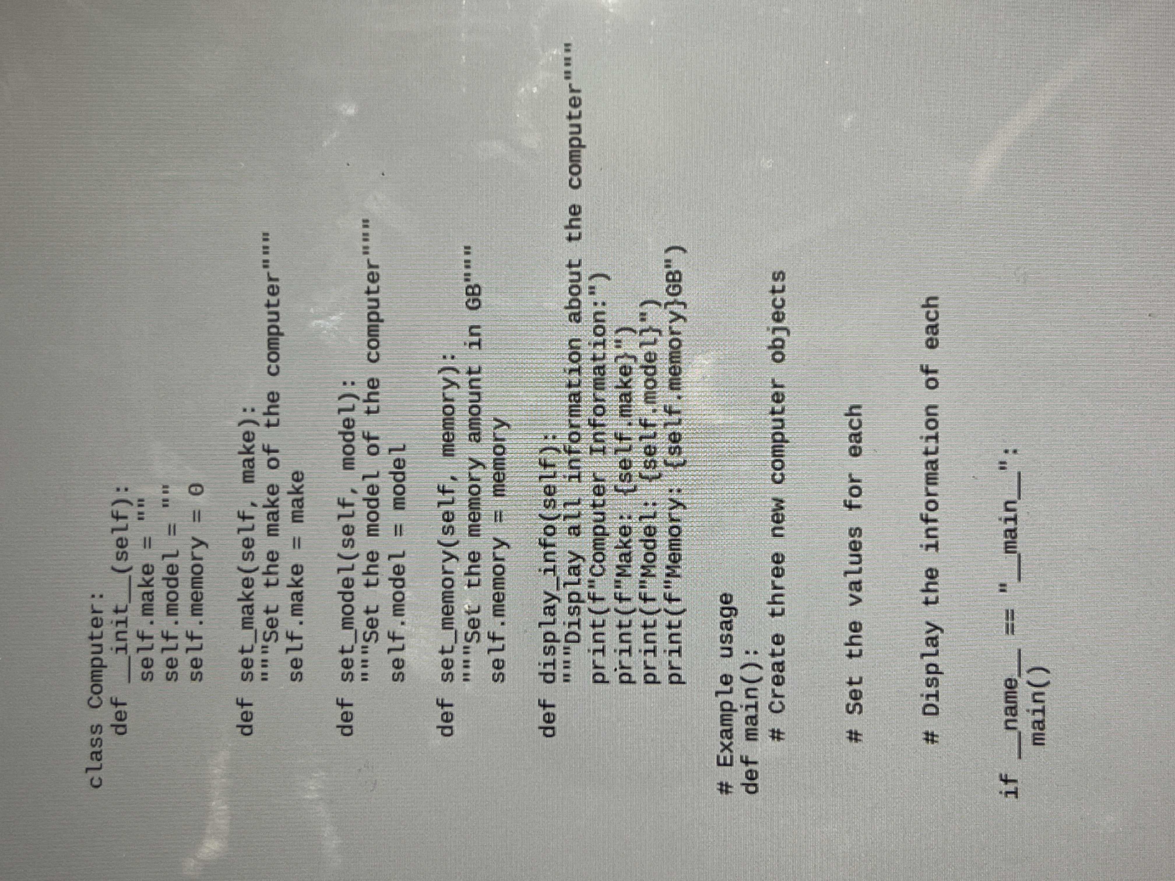 Solved Design a class named Computer that holds the make, | Chegg.com