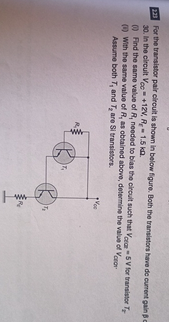 Solved 223 ﻿For the transistor pair circuit is shown in | Chegg.com