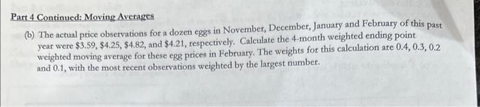 Solved Part 4: Moving Averages Report your answers in table | Chegg.com