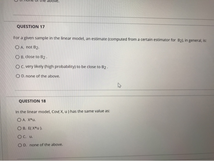 Solved above. QUESTION 17 For a given sample in the linear | Chegg.com
