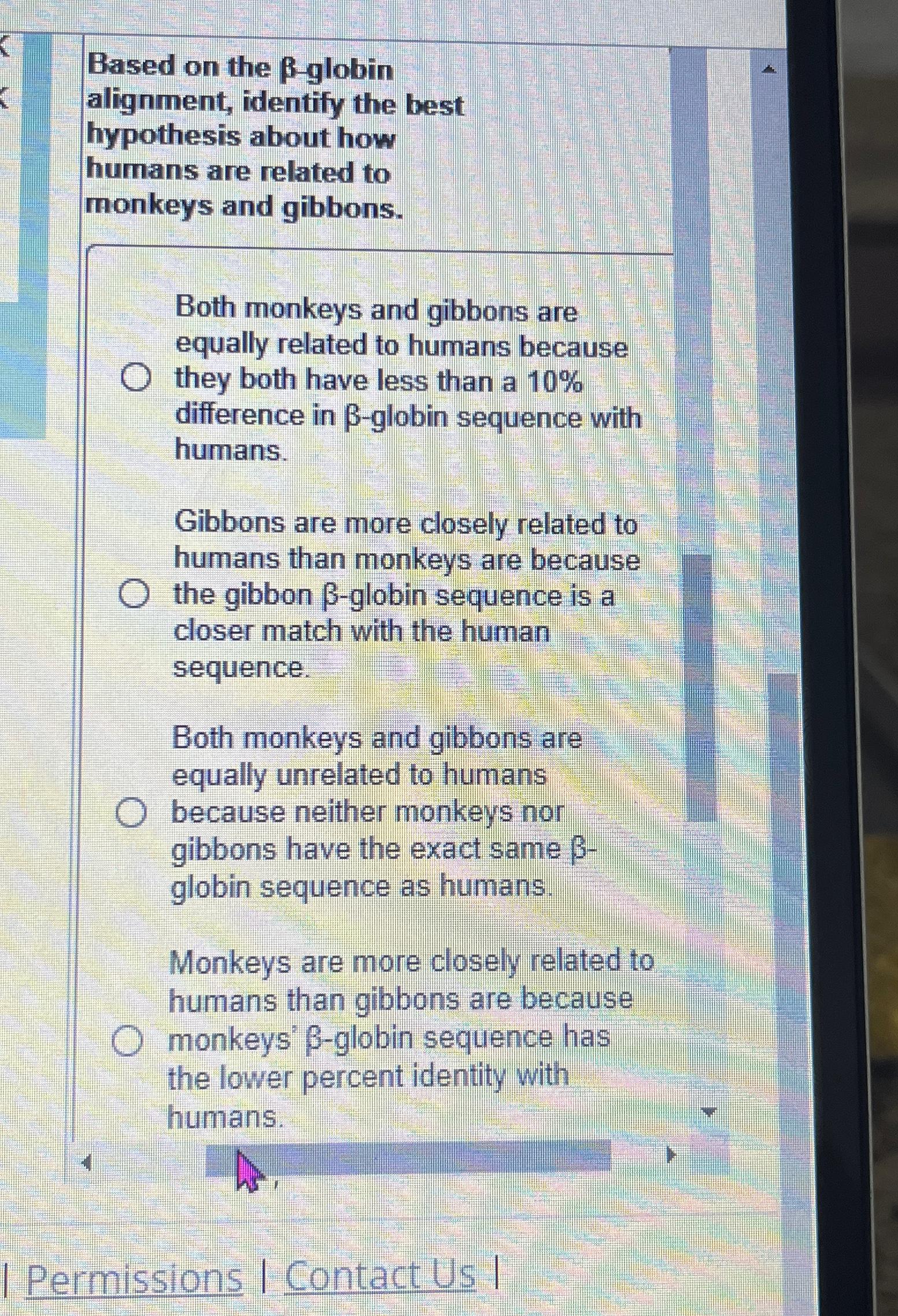 Solved Based on the β-globin alignment, identify the best | Chegg.com