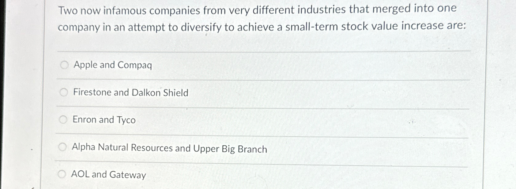 Solved Two now infamous companies from very different | Chegg.com