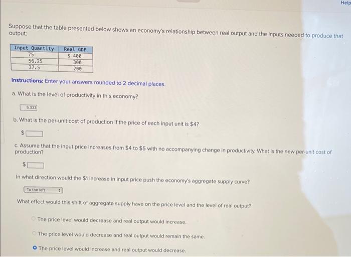 Solved d) suppose that the increase in input price does not | Chegg.com