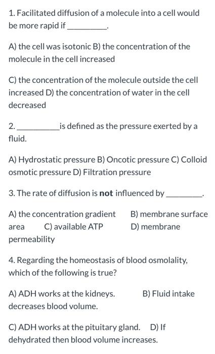 Solved 1. Facilitated diffusion of a molecule into a cell | Chegg.com