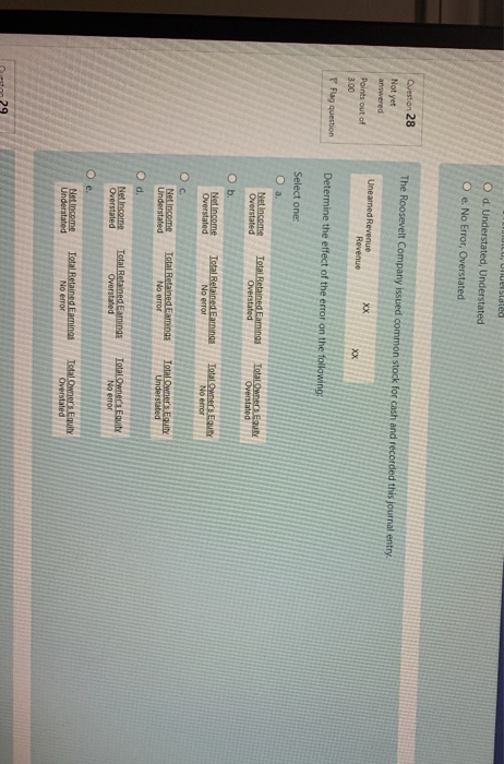 Solved O d. Understated, Understated O e. No Error, | Chegg.com