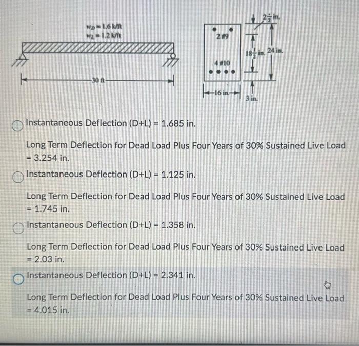 Solved Calculate the instantaneous deflections and the | Chegg.com