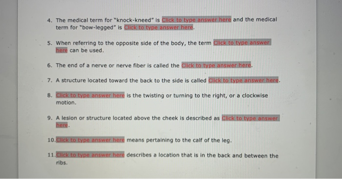 Solved In this assignment, 15 directional/positional terms | Chegg.com