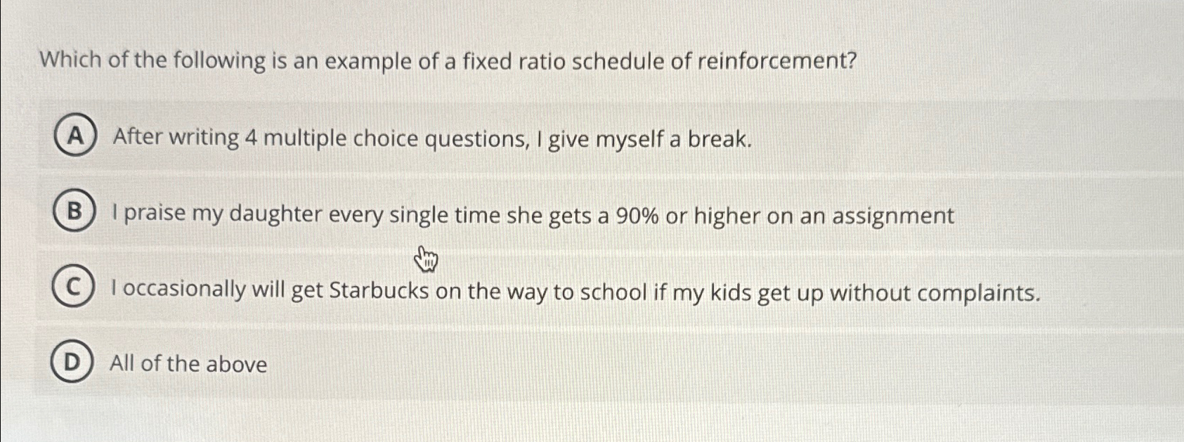 Solved Which of the following is an example of a fixed ratio | Chegg.com