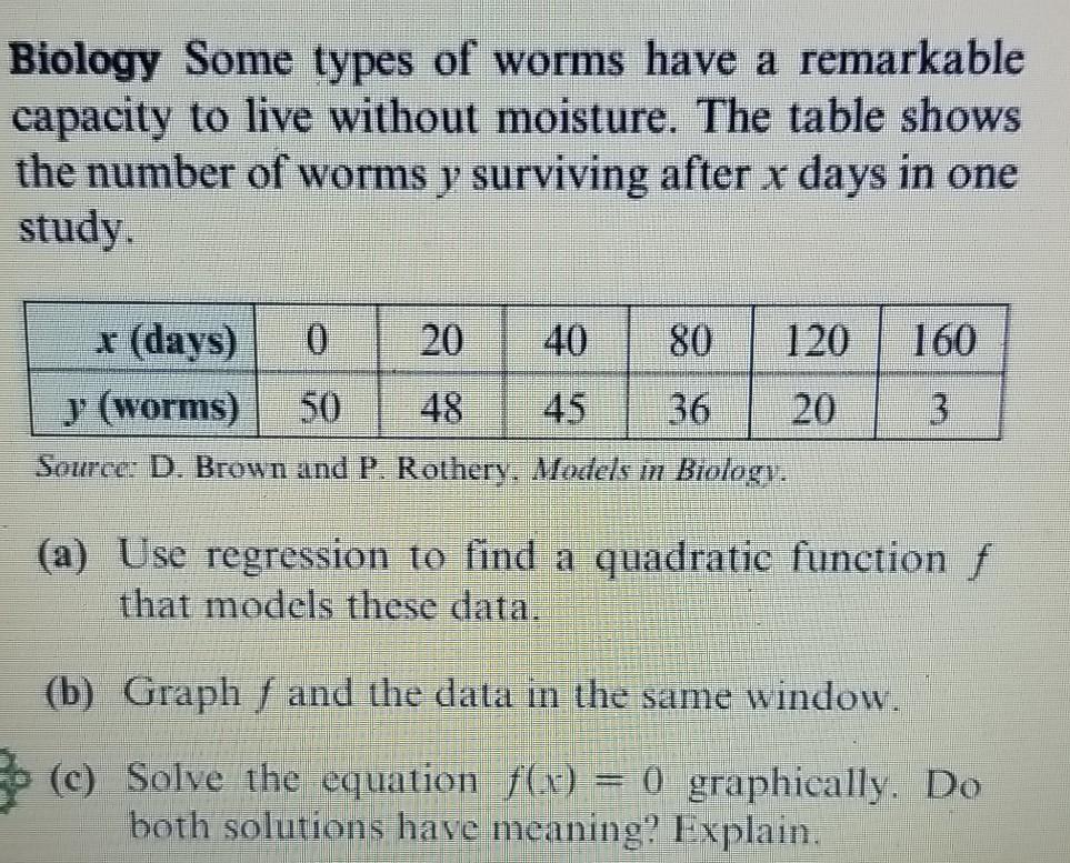 Solved Biology Some types of worms have a remarkable | Chegg.com