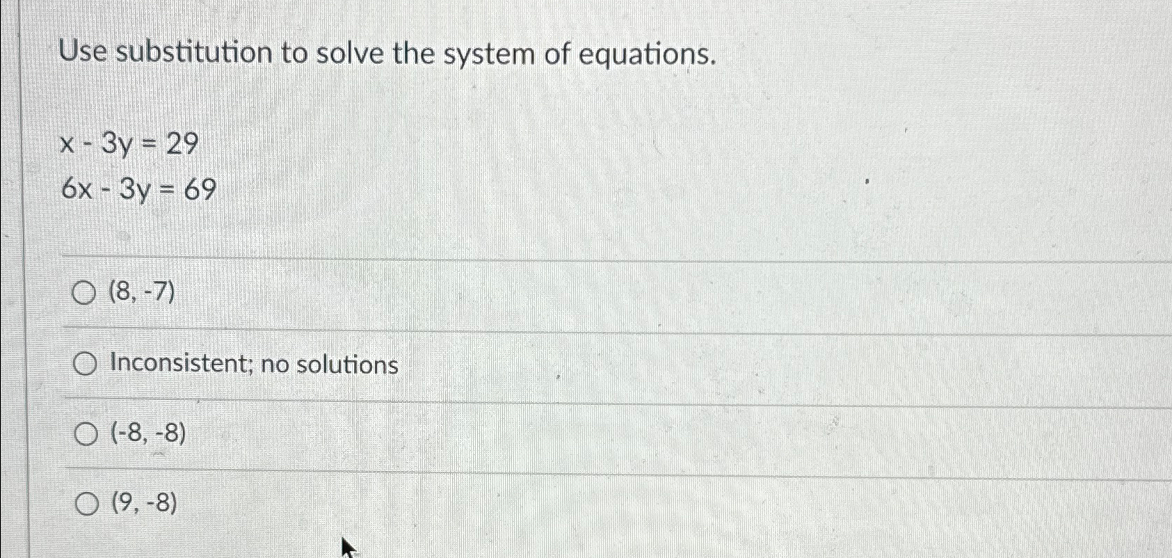 Solved Use substitution to solve the system of | Chegg.com