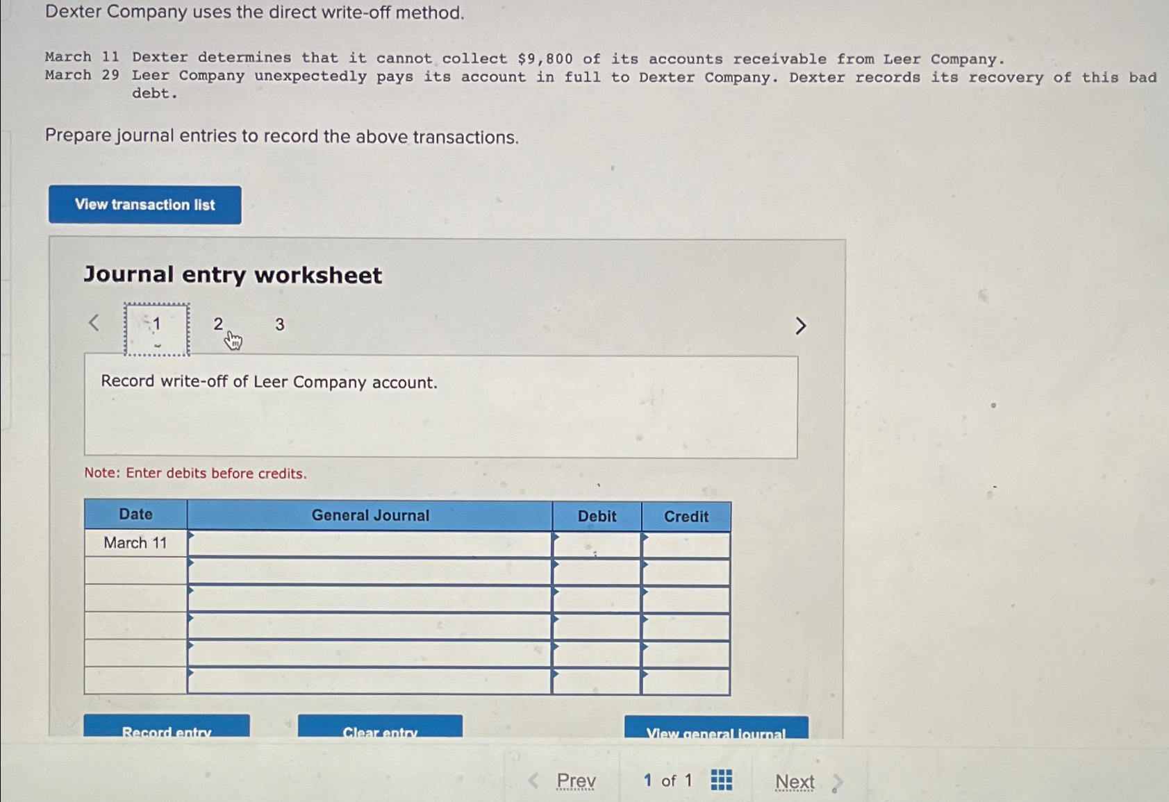 Solved Dexter Company uses the direct write-off method.March | Chegg.com