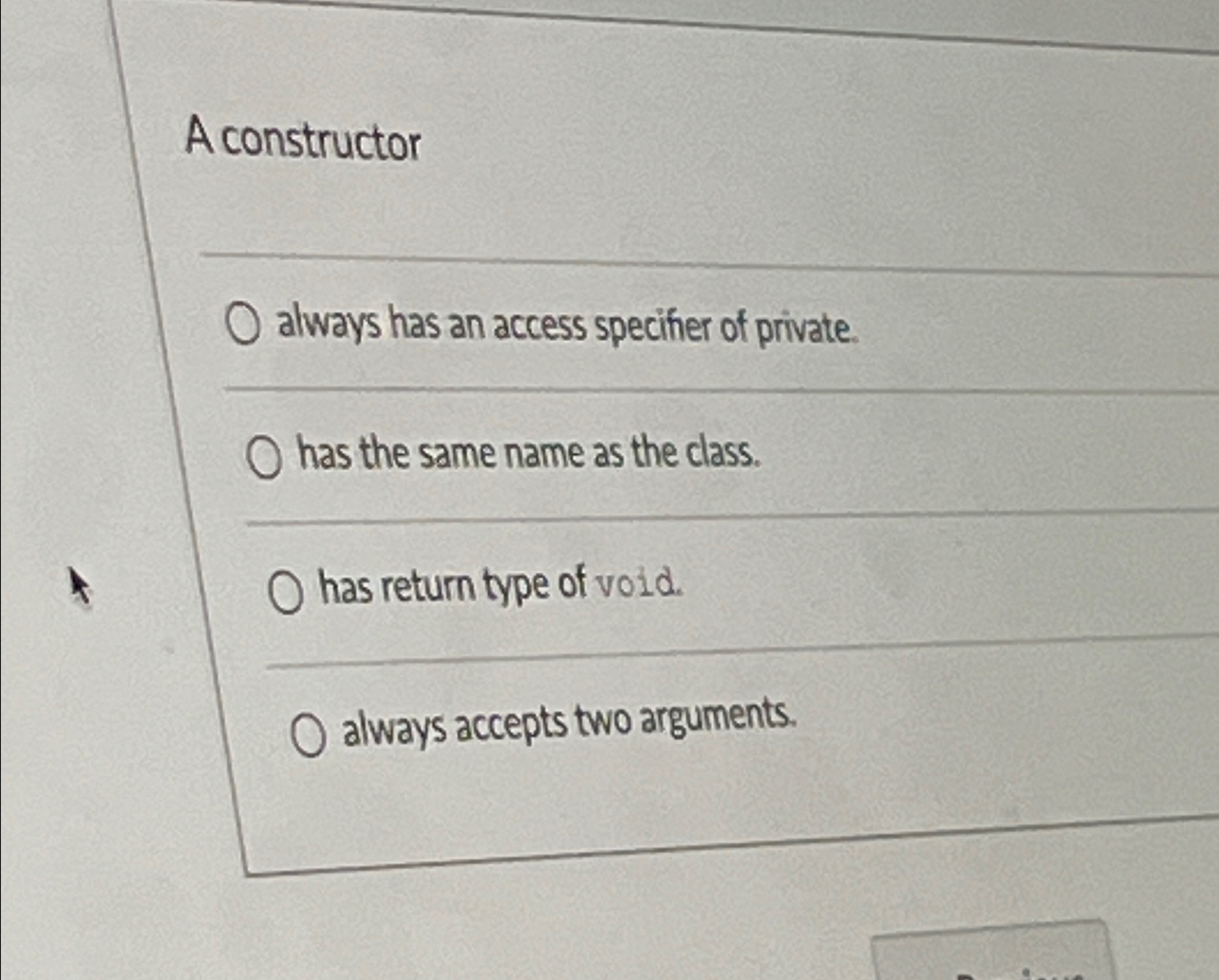 Solved A Constructorqalways Has An Access Speciher Of 0573