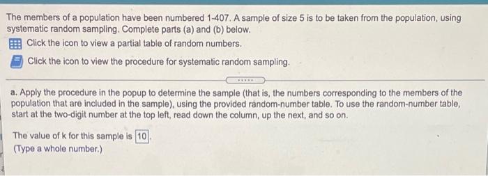 Solved The members of a population have been numbered 1-407. | Chegg.com